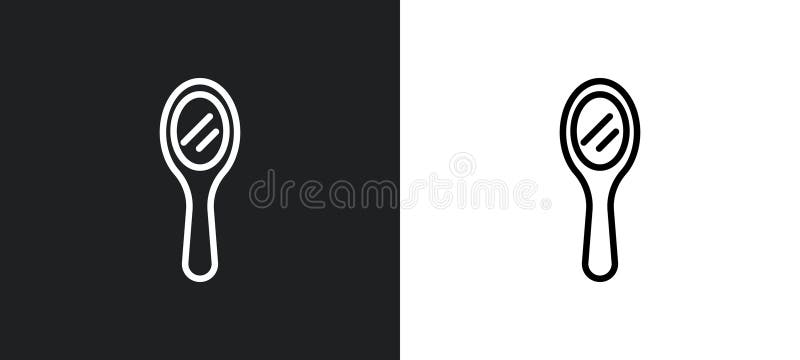 Hand Mirror Outline Icon in White and Black Colors. Hand Mirror Flat ...