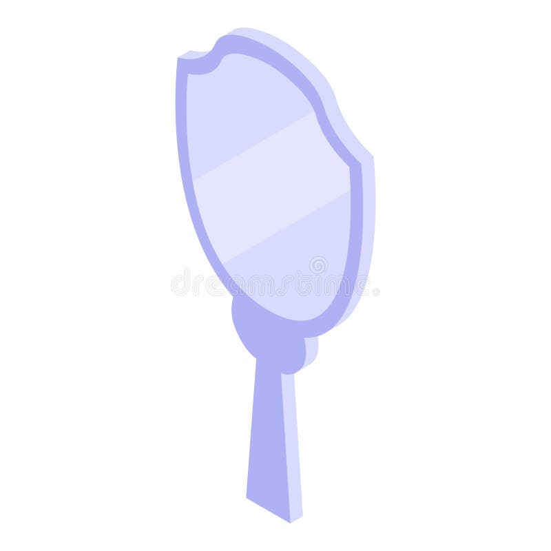 Hand Mirror with Shield Shape Reflecting Light in Isometric View Stock ...