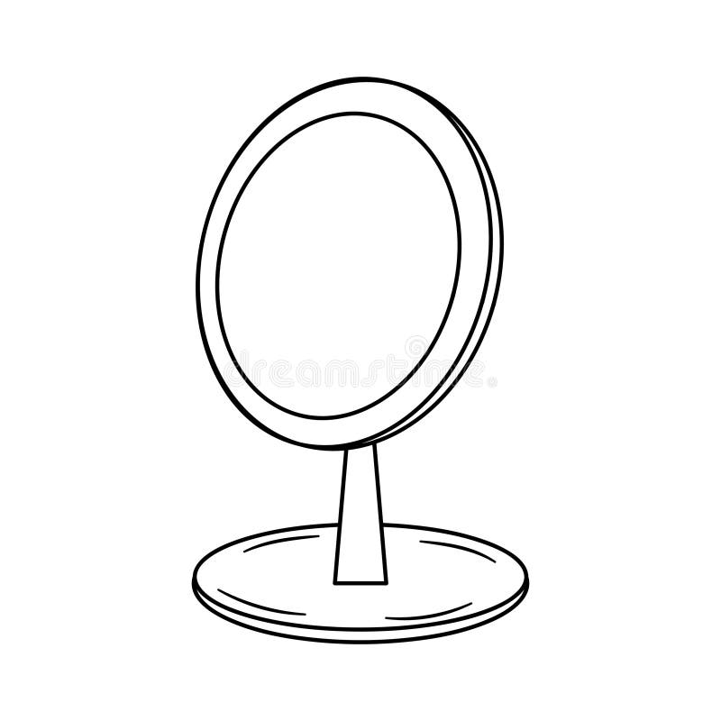 Hand Mirror on a Stand. Hand Drawn Doodle Vector Illustration Stock ...