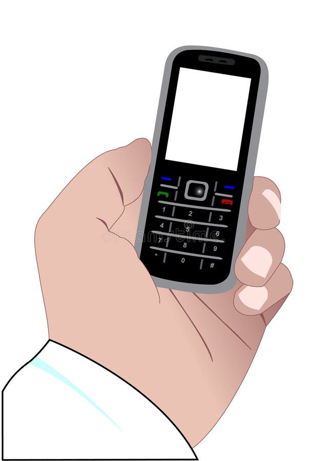 Hand mit einem Handy vektor abbildung. Illustration von hintergrund ...
