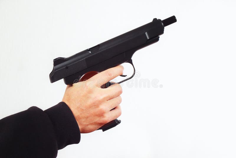 Hand Mit Entladener Halbautomatischer Pistole Stockbild - Bild von ...