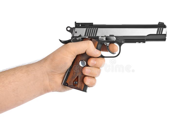 Hand mit Pistole stockbild. Bild von mord, hand, chrom - 50673159