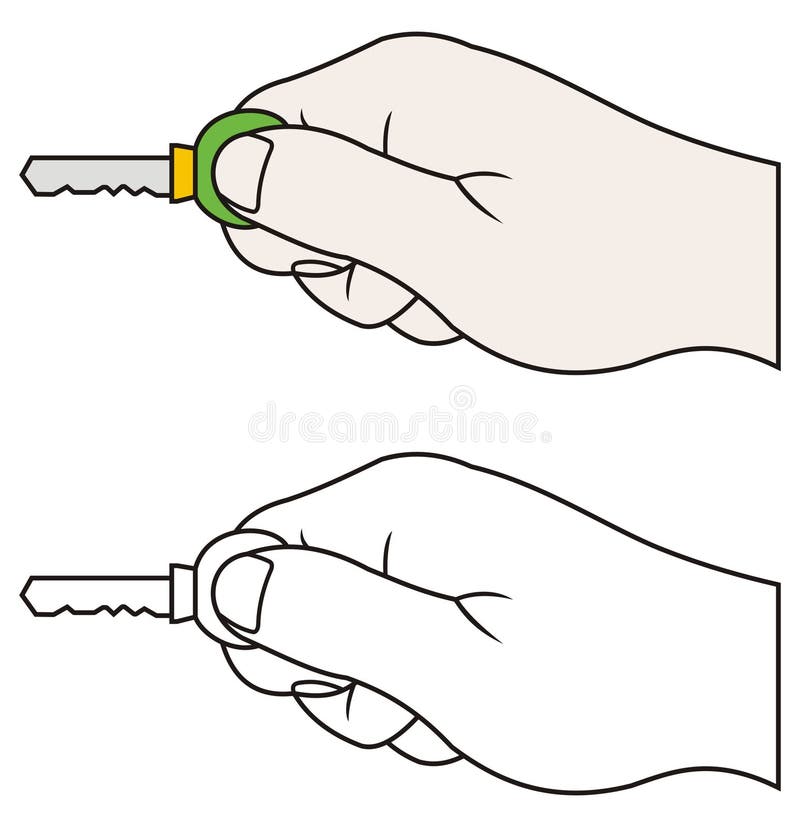 Hand mit Taste vektor abbildung. Illustration von aufkleber - 15901134