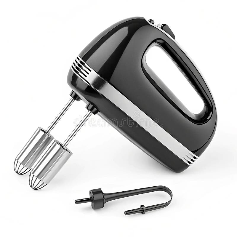 Hand Mixer with Attachments on White Background Stock Illustration ...