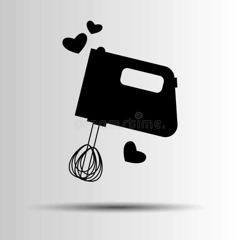 Hand Mixer Icon or Button in Flat Style with Long Shadow Stock Vector ...