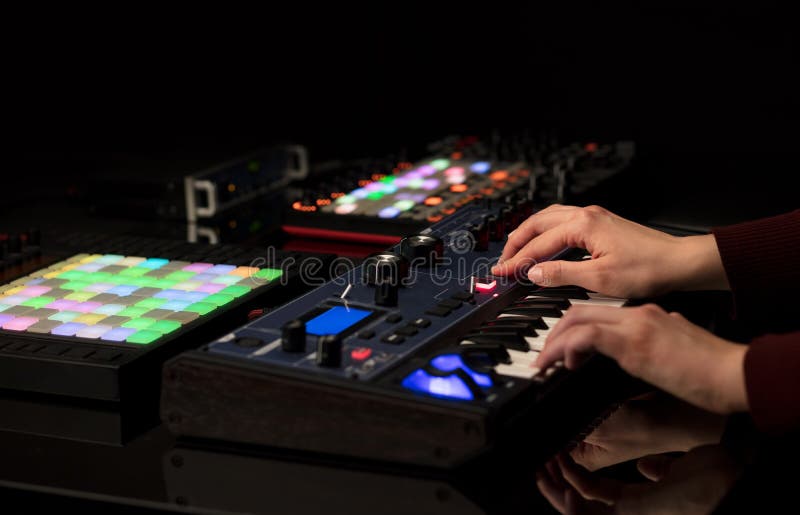 Hand Mixing Music on Midi Controller Stock Image - Image of control ...
