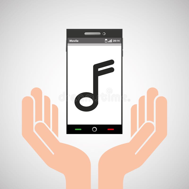 Hand Mobile Phone Music Note Stock Vector - Illustration of icon ...