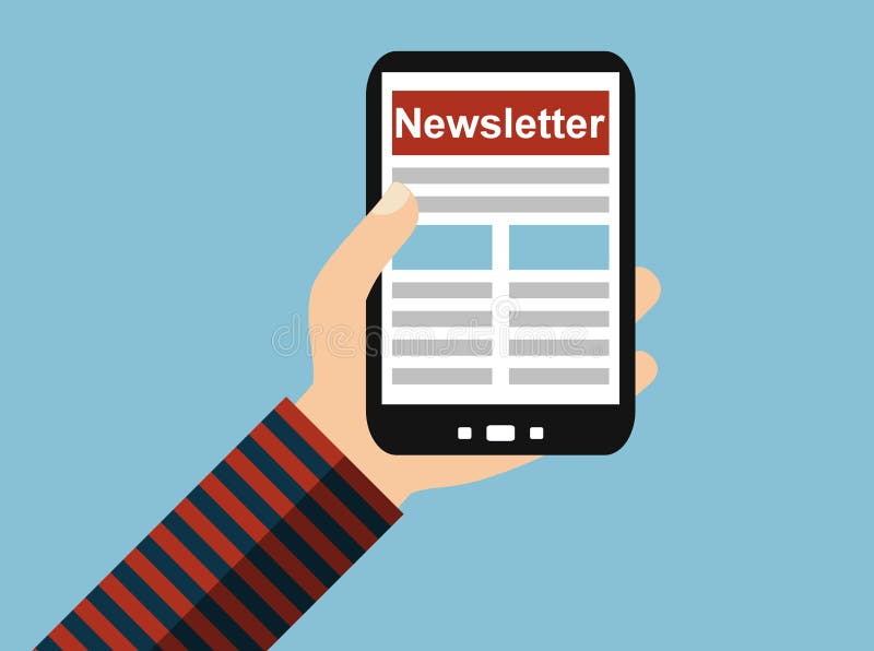Hand with Mobile Phone: Newsletter - Flat Design Stock Illustration ...