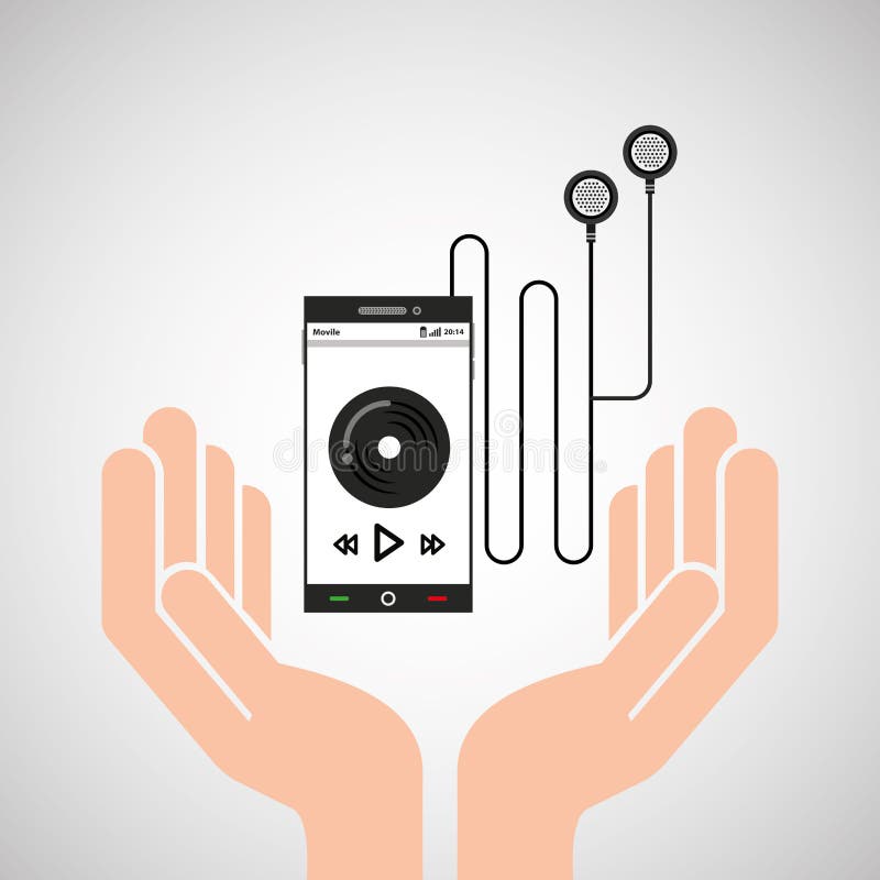 Mobile Phone Playing Music stock vector. Illustration of background ...