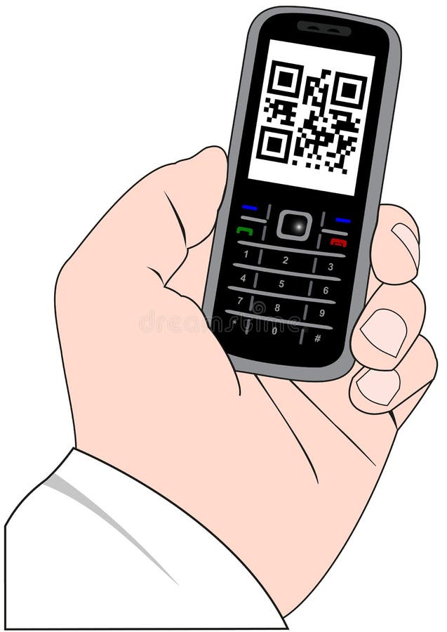 Hand with a Mobile Phone with QR Code Stock Vector - Illustration of ...