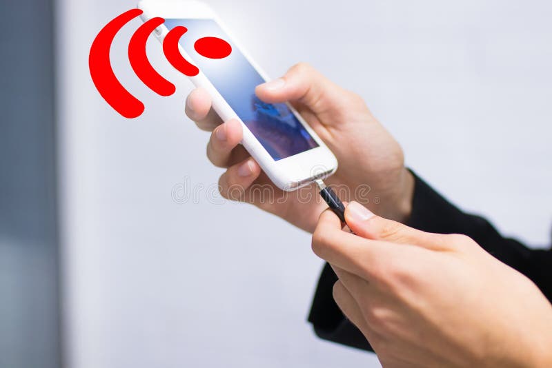 Hand with Mobile Phone and Wifi Signal Stock Photo - Image of ...