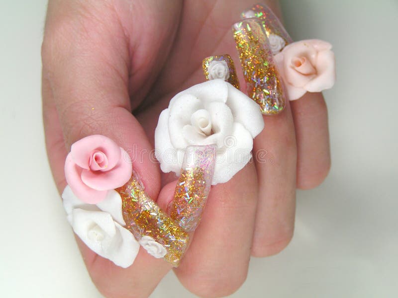Hand Model Roses Nail Art stock image. Image of pink, rose - 445079