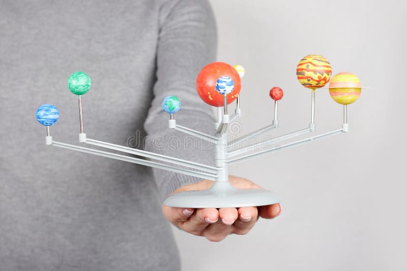 Model of Solar System Isolated on White Background Stock Photo - Image ...