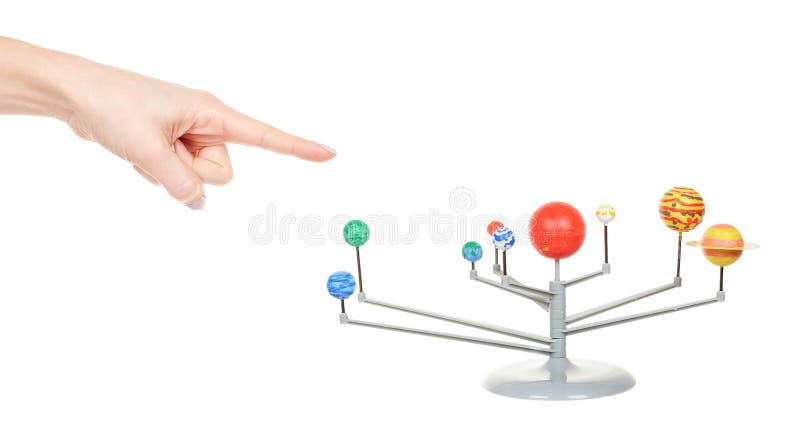 Hand with Model of Solar System Isolated on White Background Stock ...