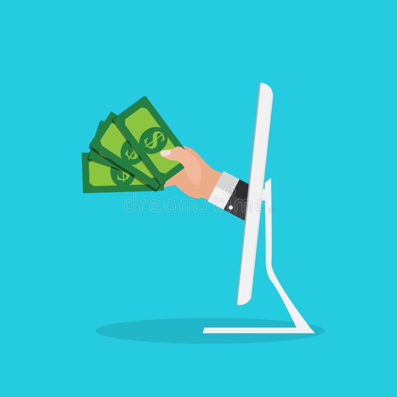 Hand with Money from Computer for Paying Business Concept Design ...
