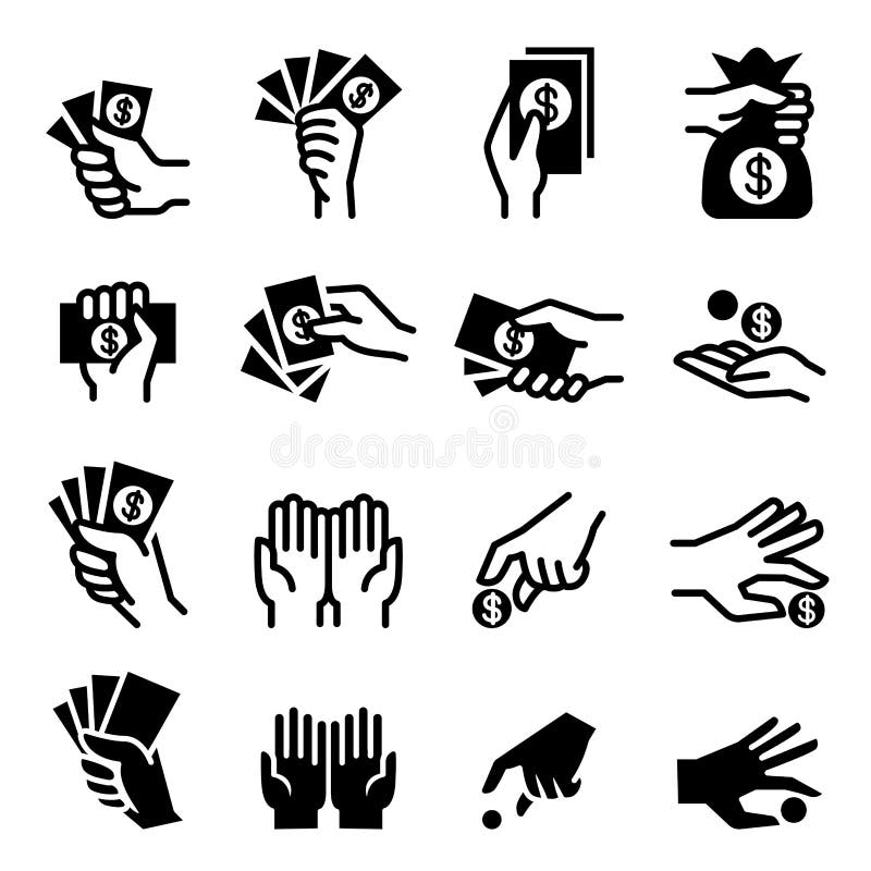 Hand & money icon stock illustration. Illustration of asset - 72474666