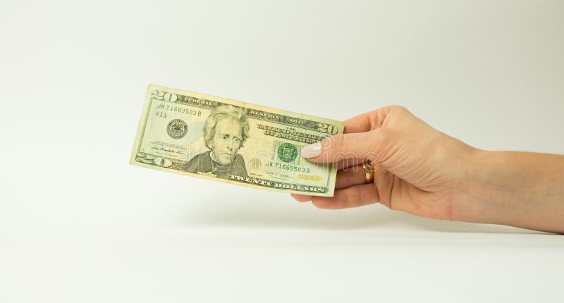 Hand with Money Isolated on a White Background Stock Image - Image of ...