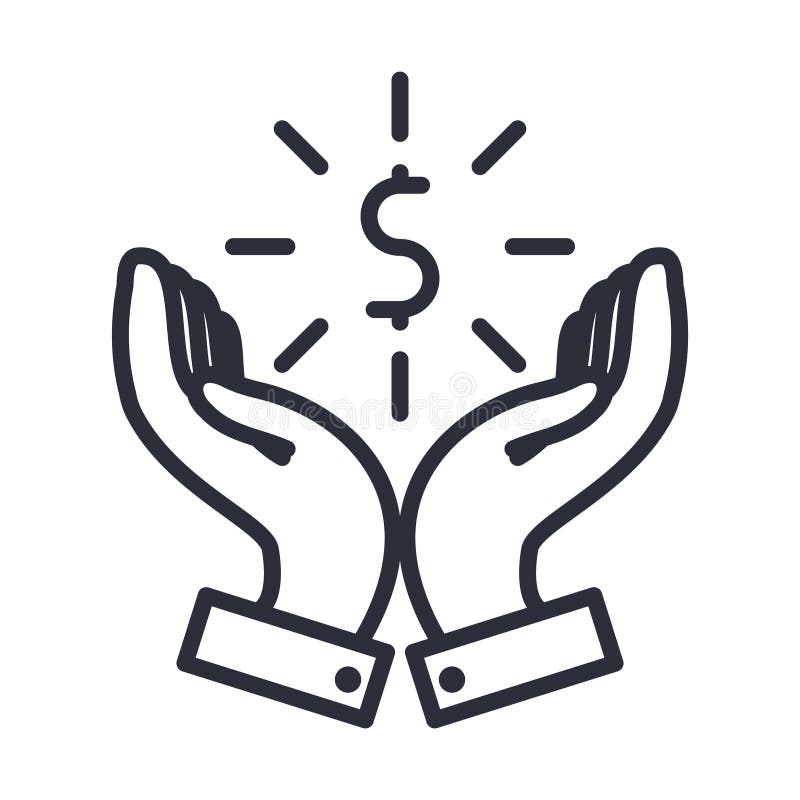 Hand Money Symbol Icon Line Stock Vector - Illustration of hand, icon ...