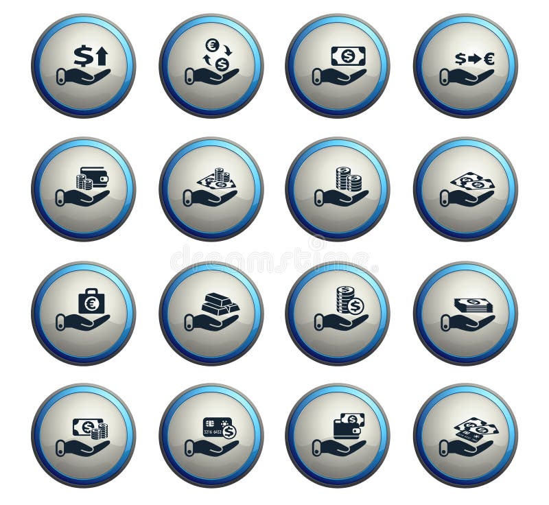 Hand and money icon set stock vector. Illustration of symbol - 128217925