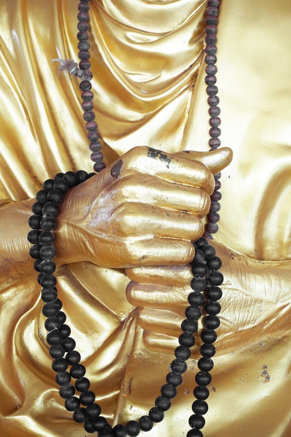 Gold Monk Statue in Public Temple Stock Image - Image of belief ...