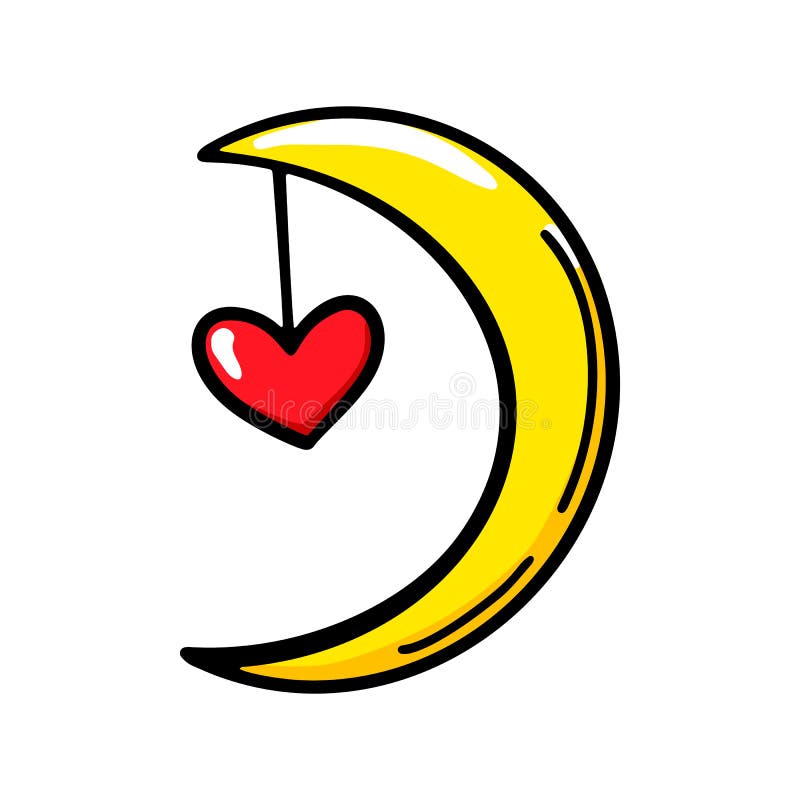 Hand Moon with a Heart. Vector Illustration Stock Vector - Illustration ...