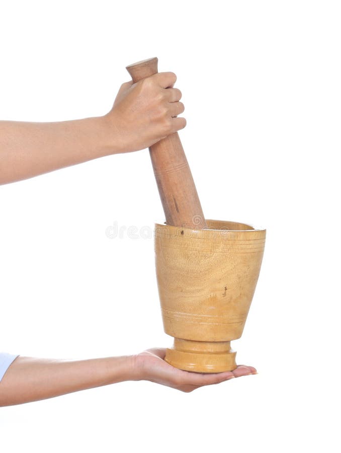 Hand with Pestle and Mortar Stock Image - Image of crushing, healthy ...
