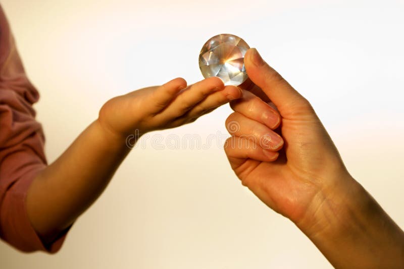 Hand of Mother and Child with Diamond Stock Photo - Image of diamond ...