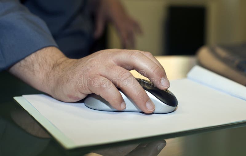 Hand on mouse stock photo. Image of close, room, monitor - 13714276