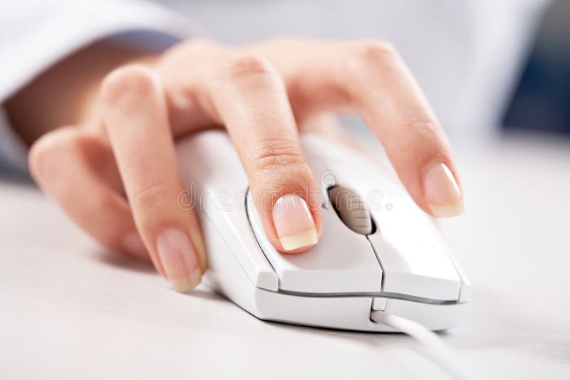 Hand on mouse stock image. Image of cable, computing - 17924987