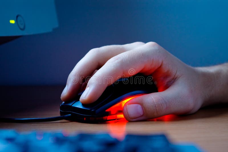 Hand on a mouse stock photo. Image of click, hand, button - 2094372