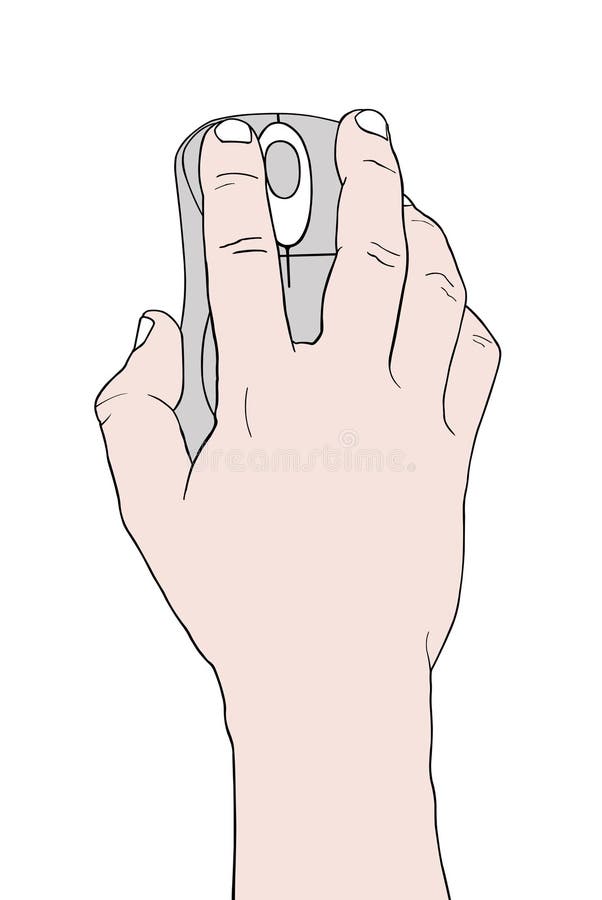 Hand with mouse stock vector. Illustration of grey, hand - 21039157