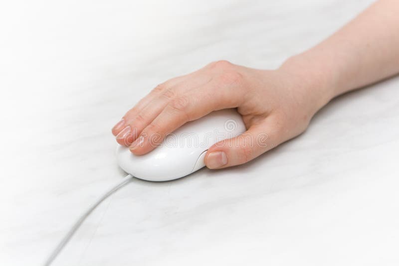 Hand on mouse stock image. Image of typing, office, white - 8366505