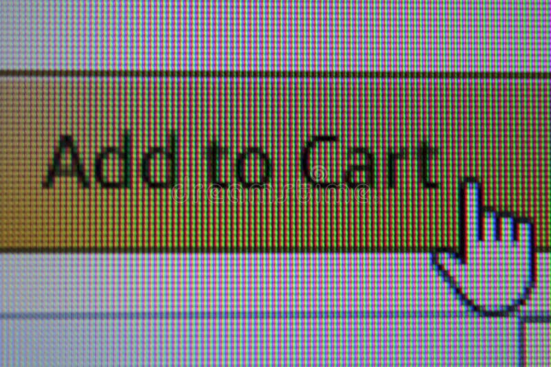 Hand Mouse Cursor on Cart Button Stock Photo - Image of cart ...
