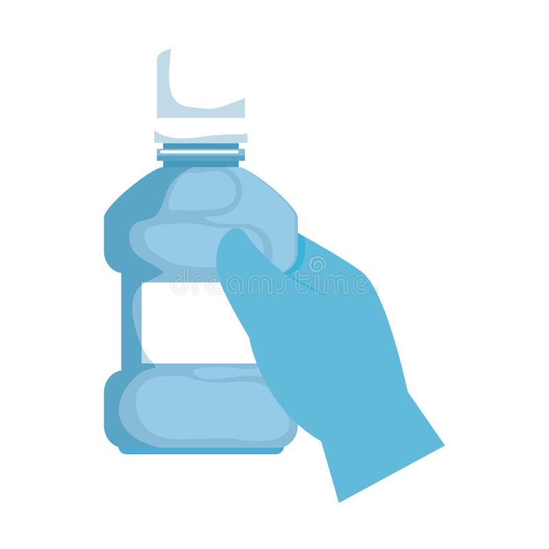 Hand with Mouth Wash Bottle Stock Vector - Illustration of mint ...
