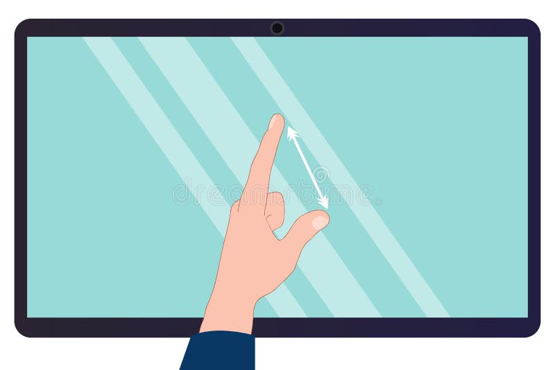 Hand Movement on the Touch Screen. Tablet and Hand Control Stock ...