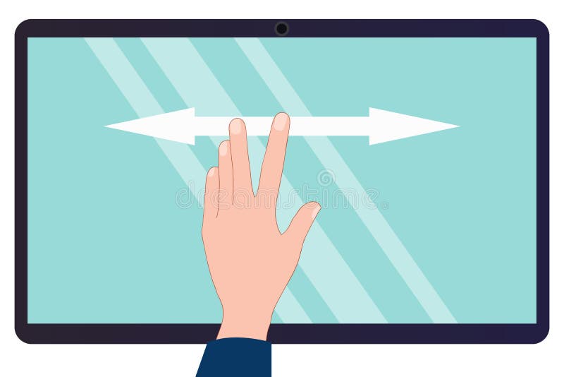 Hand Movement on the Touch Screen. Tablet and Hand Control Stock Vector ...