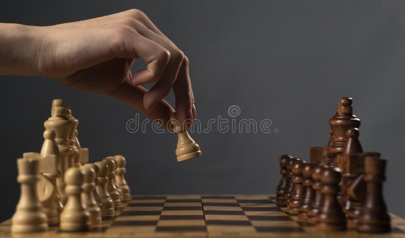 Hand Moving White Pawn Making First Step Stock Photos - Free & Royalty ...