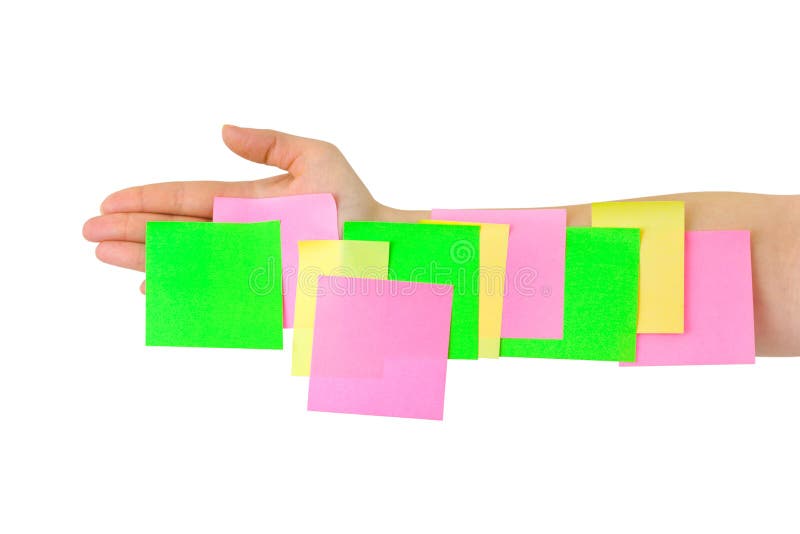 Hand and Multicolored Note Paper Stock Photo - Image of multicolored ...