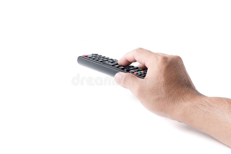 Hand with Multimedia Tv Remote Control Isolated Stock Image - Image of ...