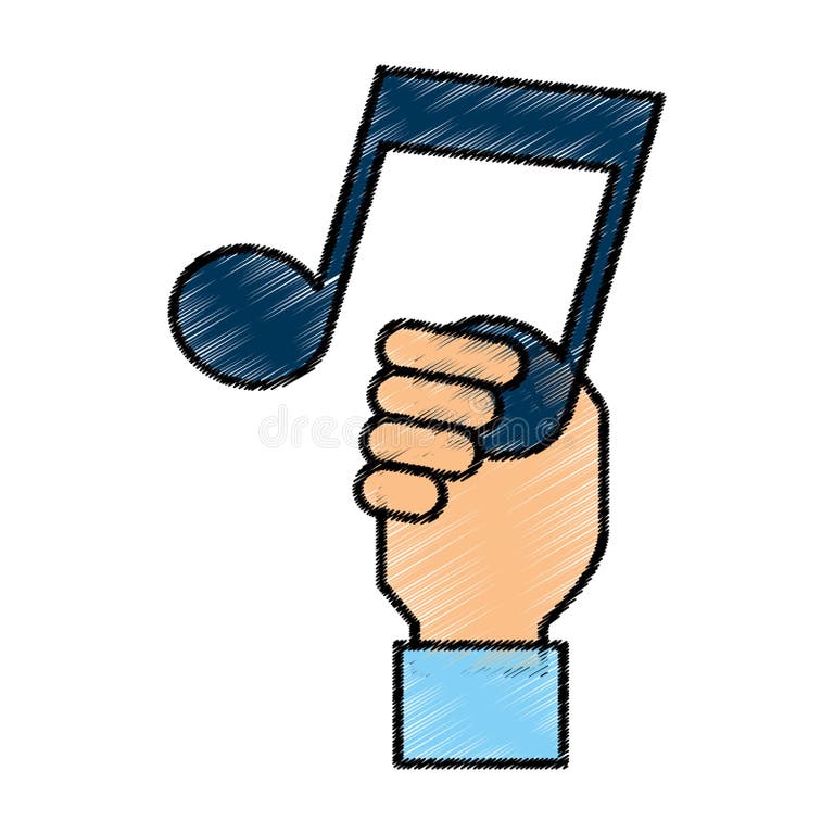 Hand with Music Note Isolated Icon Stock Vector - Illustration of ...