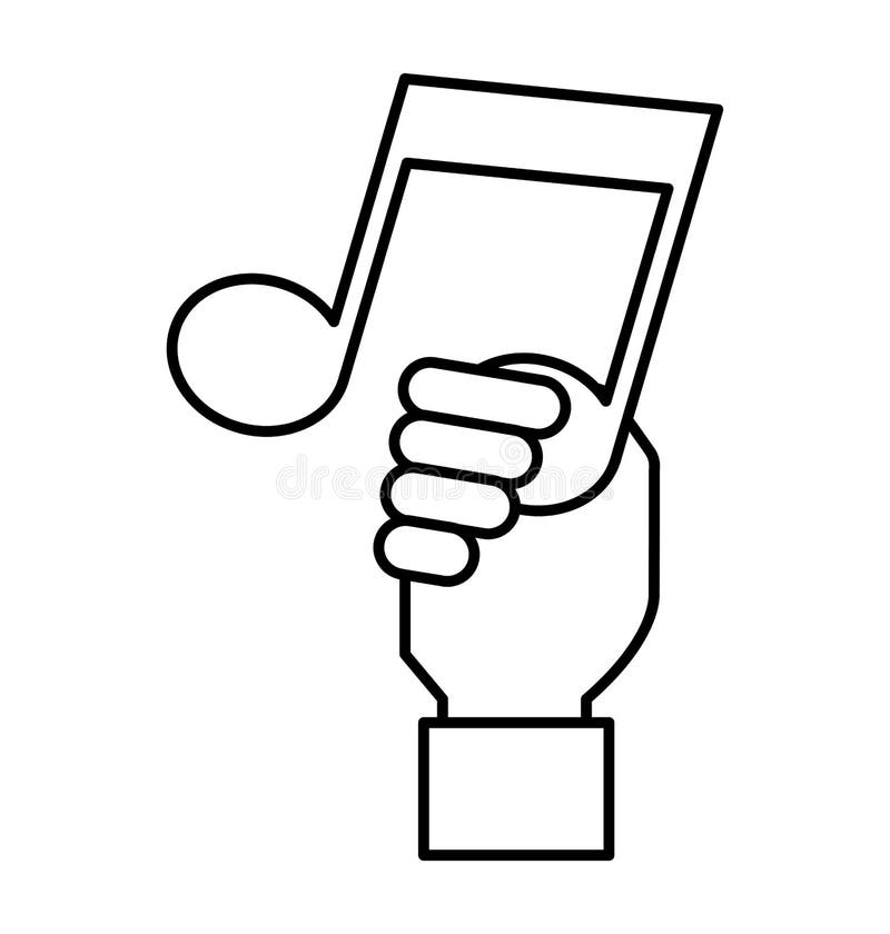 Hand with Music Note Isolated Icon Stock Vector - Illustration of ...