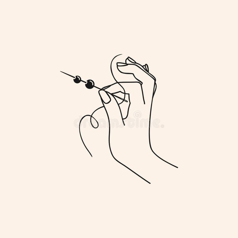 Hand needle logo line Art stock vector. Illustration of craft - 141244365