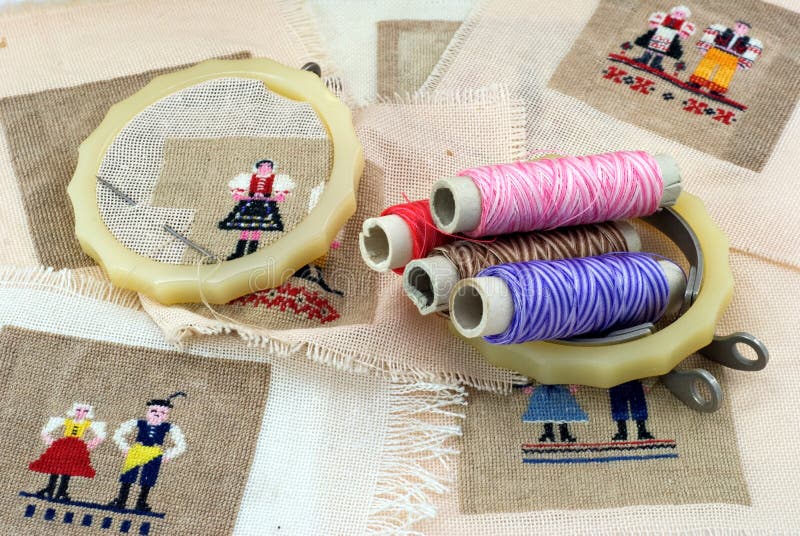 Hand needlework stock photo. Image of green, colours, embroider - 7084304