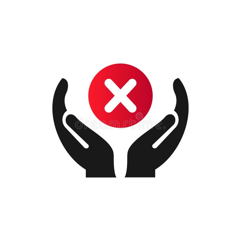 Hand Negative Logo Design. Cross Mark Logo with Hand Concept Vector ...