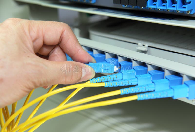 Hand With Network Cables And Hub Stock Image - Image of communicate ...