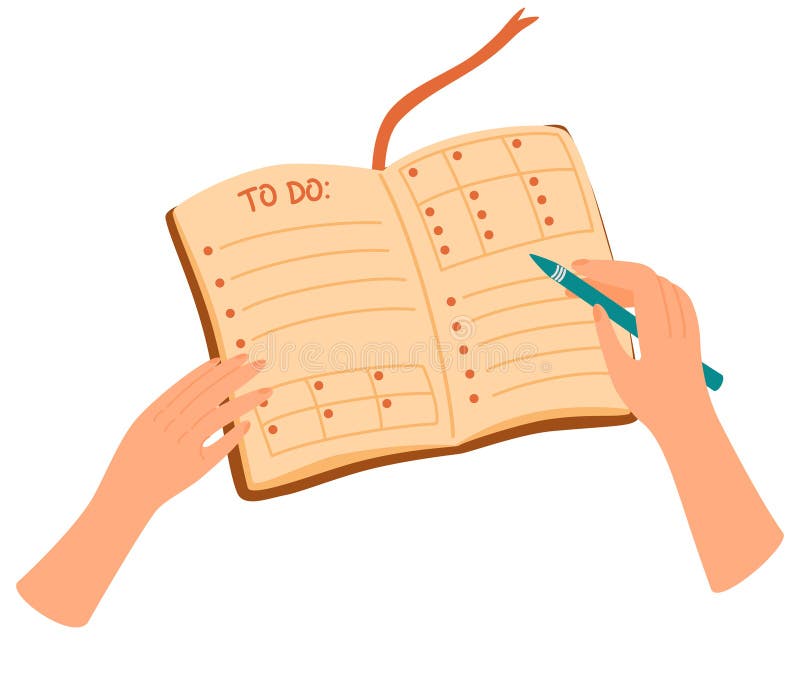 Writing daily Plan on To-do List Form. Hands with Pen and Personal ...