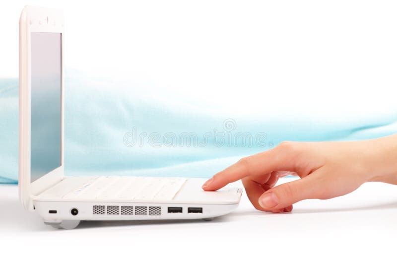 Hand on notebook stock image. Image of mobile, keypad - 8176723