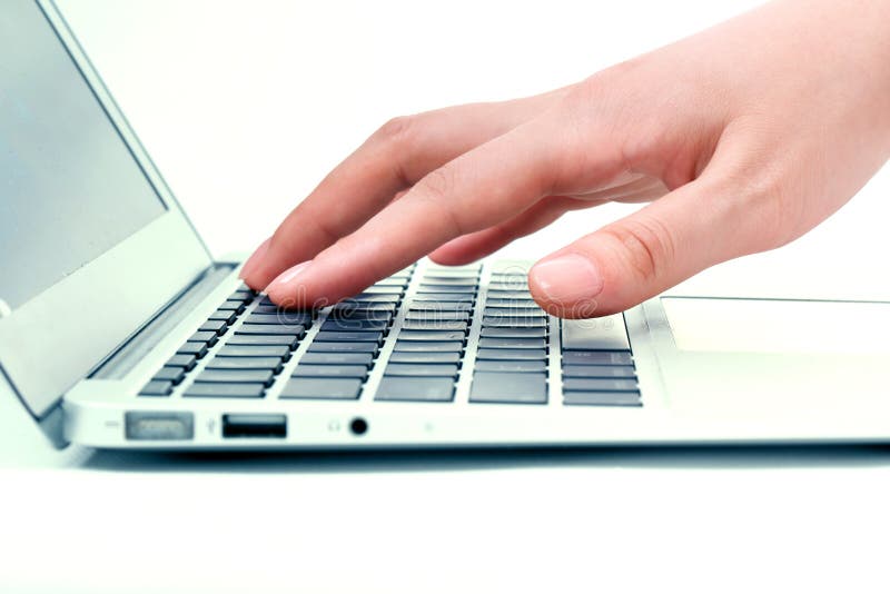 Hand in the Notebook Computer Stock Image - Image of handshake, fingers ...