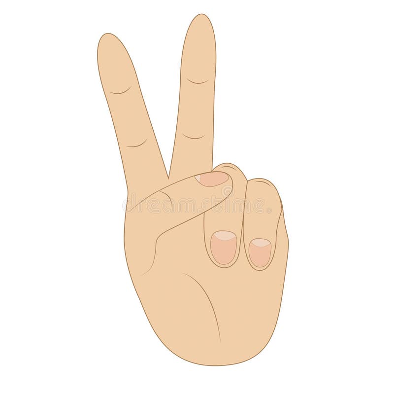 Hand, Nummer Zwei Auf Weißem Hintergrund Zeigend Vektor Abbildung ...