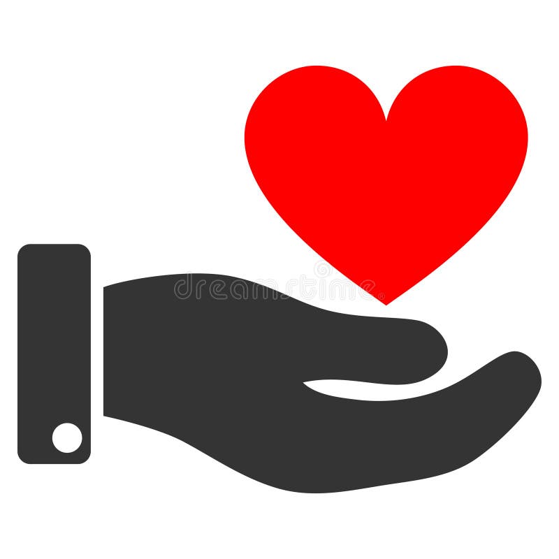 Hand Offer Love Heart Flat Icon Stock Vector - Illustration of heart ...